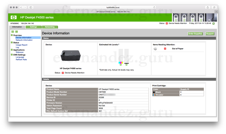 Configurar una HP Deskjet F4580 usando el WiFi en una Mac – Eduardo ...